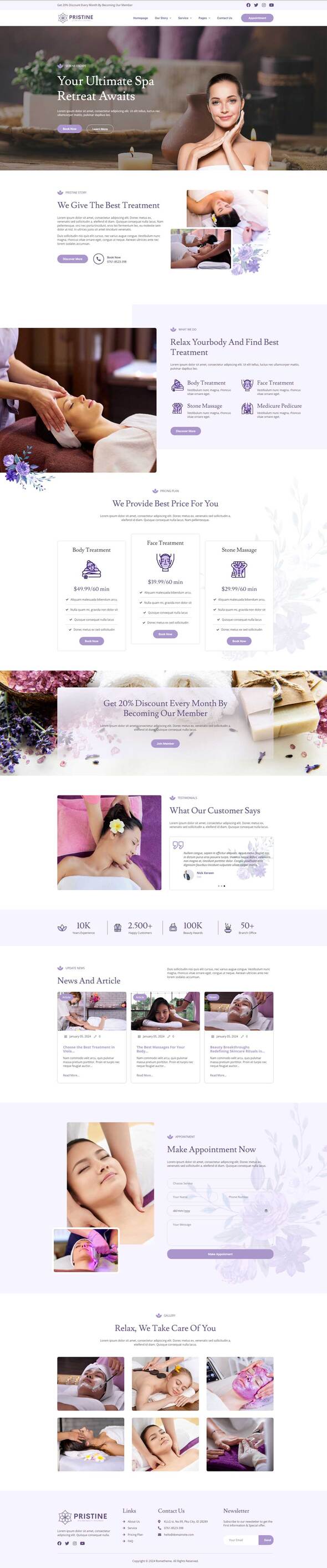 Pristine - Spa & Beauty Treatment Elementor Template Kit by Rometheme